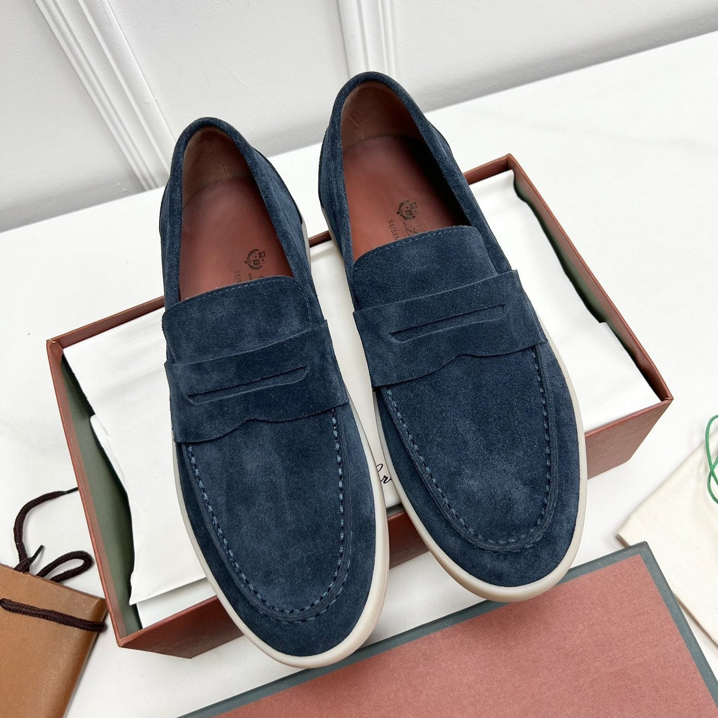 LP RETRO SUMMER WALK LOAFERS NAVY BLUE SUEDE – TP Luxe