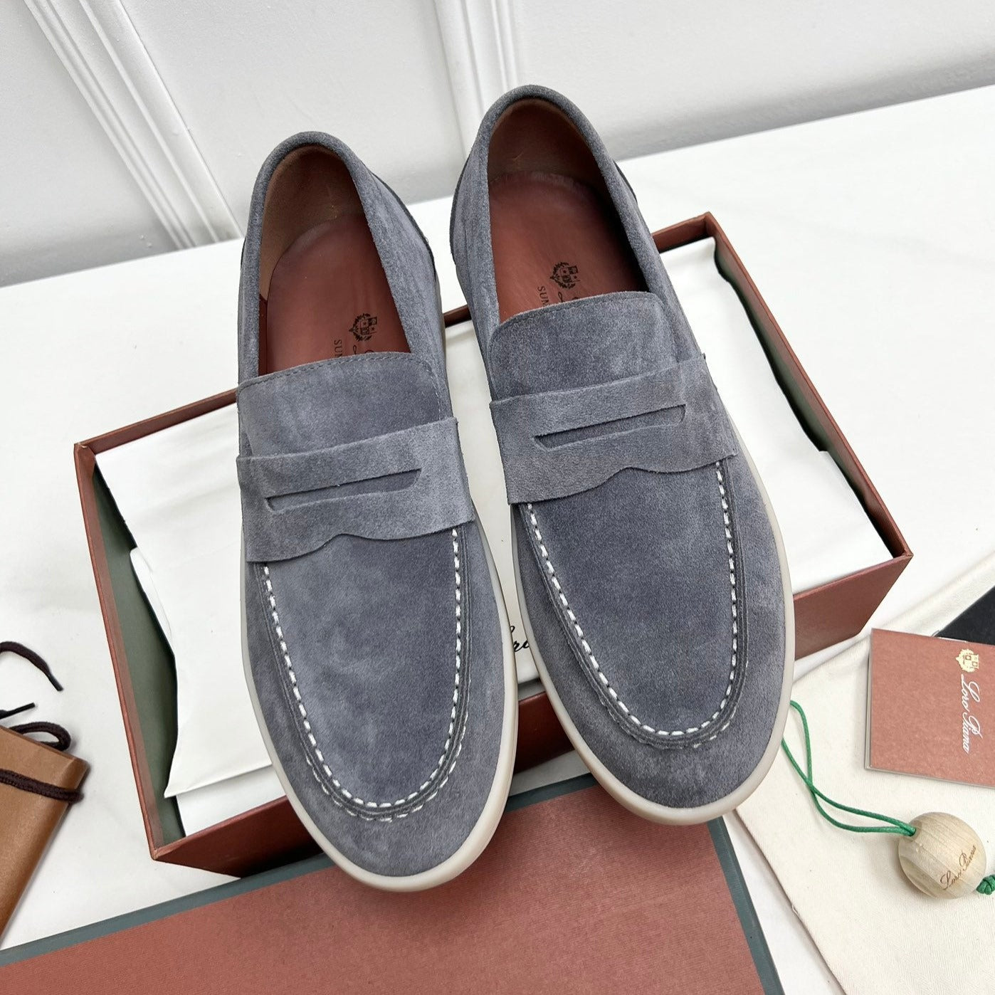 LP RETRO SUMMER WALK LOAFERS GRAY SUEDE – TP Luxe