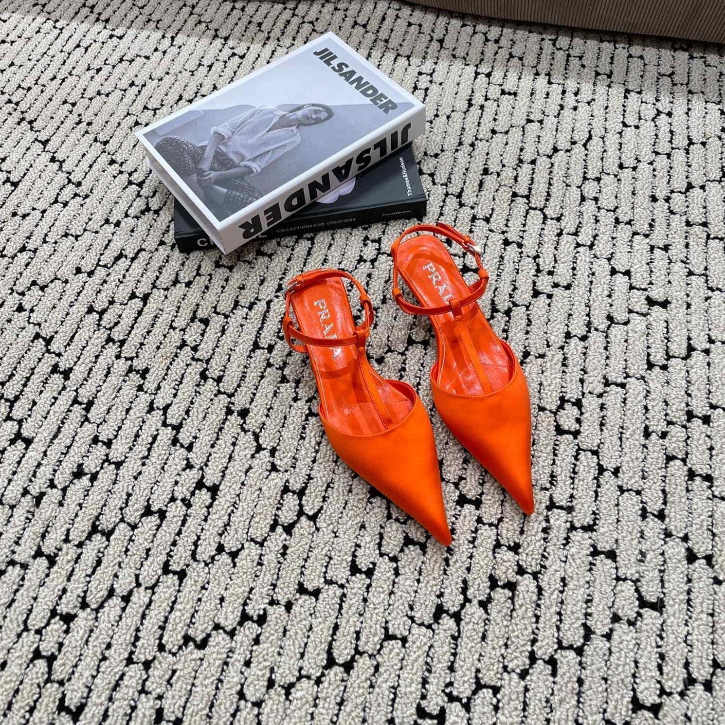 PRA SATIN SLINGBACK PUMPS BRIGHT ORANGE – TP Luxe